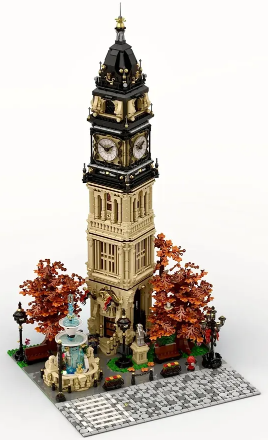 LEGO Ideas modular Clock Tower Park reaches 10K - Brick Fanatics